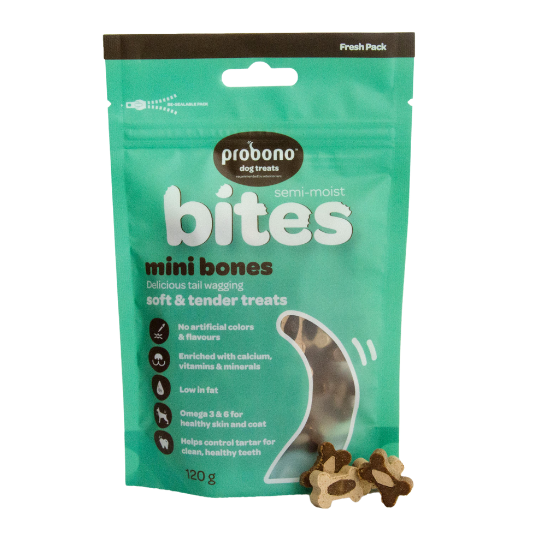 Probono Bites Mini Bones 120g Sachet – Eldo Elite Pet Foods